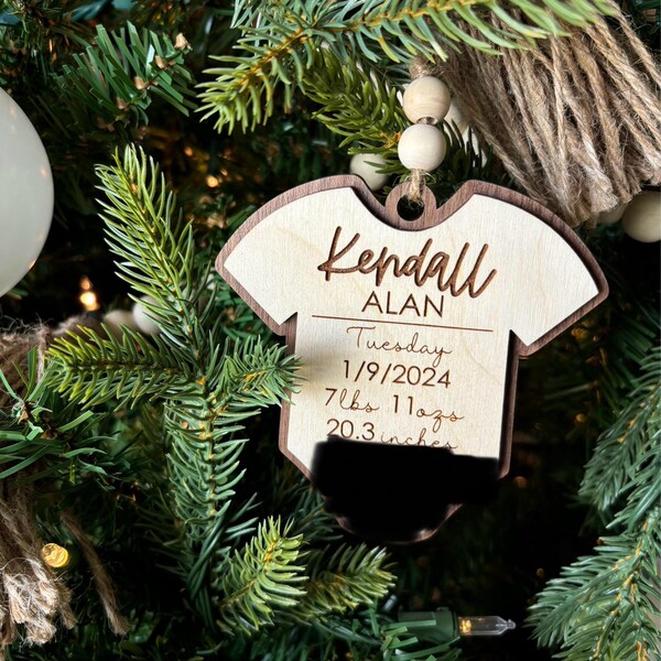 Baby's First Christmas Ornament Baby Shower Gift Stats Name Tag ...