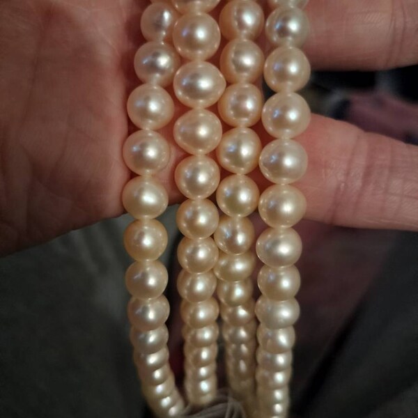 11-12mm A-AA Large Round Freshwater Pearls off Round Potato Pearl Ivory ...