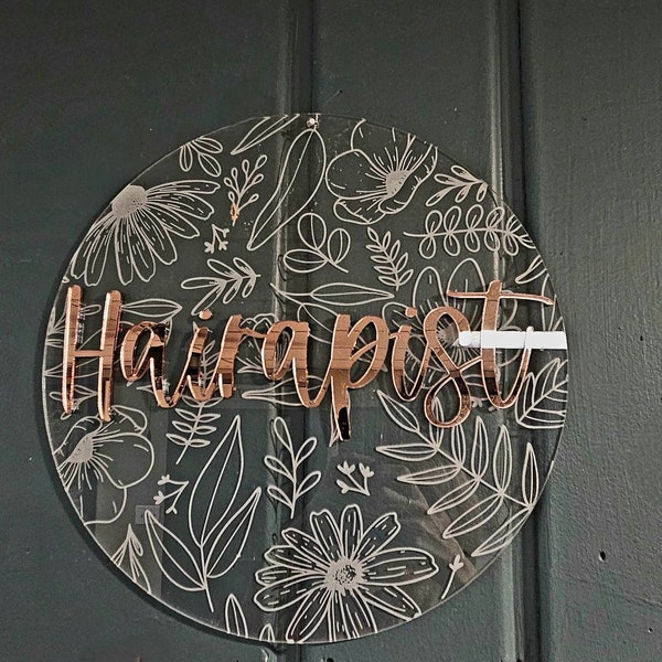 Hairapist Sign Hair Stylist Sign Rose Gold Sign Custom Acrylic Wall ...