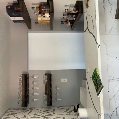 Wood Wine Rack the Ryan Wall Mounted Shelf & Hanging Stemware Glass ...