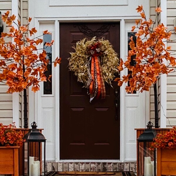 Fall Corn Shuck Wreath Thanksgiving Corn Shuck Wreath Farmhouse Wreath ...