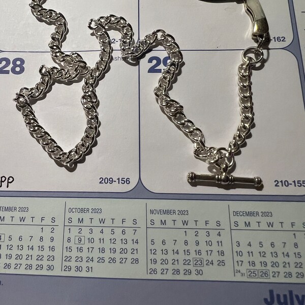 Albert Pocket Watch Chain With a ER II Brass Threepenny Bit Fob,silver ...