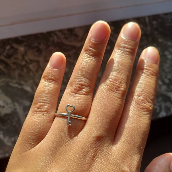 Key and Lock Couple Promise Ring - Matching Rings, His and Her Ring ...