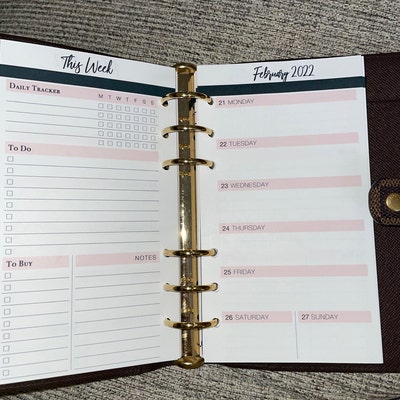 Printed Discbound Planner Inserts WEEKLY Inserts Half Letter Size ...