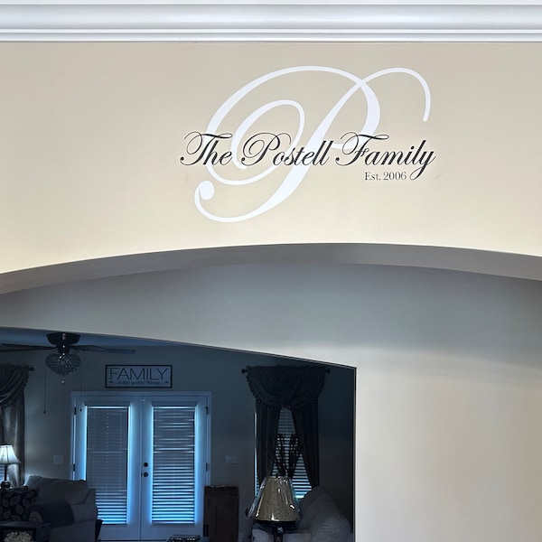 Family Name Monogram Est Date-#3 Vinyl Wall Decal- Custom Name ...