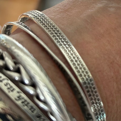 Hippie Jewelry, Stacked Leather Wrap Bracelet, Boho Jewelry, Sterling ...