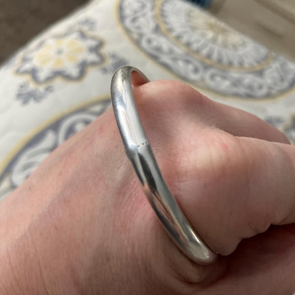 Solid 925 Sterling Silver Bangle, Thick Heavy Silver Bangle, Chunky Silver Bracelet, Stackable ...