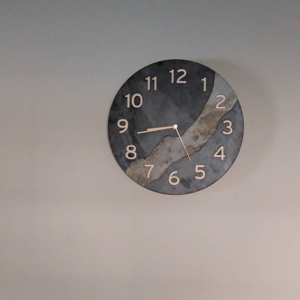 Slate Type Stone Wall Clock Mixed With Rustic, NO Seconds Hand ...