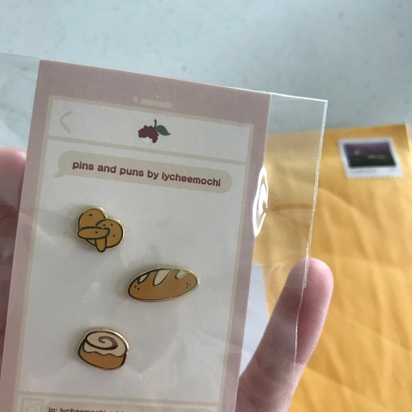 Tiny Eats - Pretzel Pin, Cinnamon Bun Pin, Baguette Pin, Board Filler ...