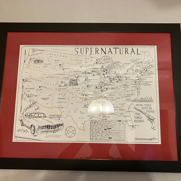 Fan Art Hand Drawn SUPERNATURAL Map - Etsy