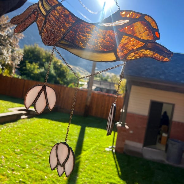 Holiday Hare and Star, Yule Hare, Folk Bunny Rabbit Stained Glass ...