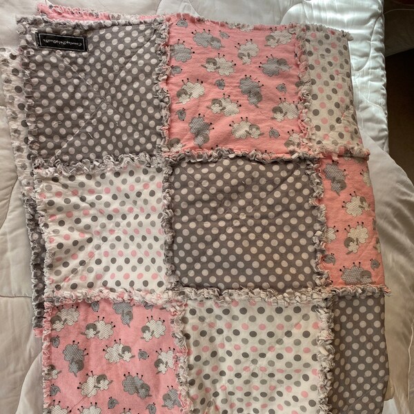 Patriotic Disappearing Nine Patch Rag Quilt, Sofa Throw, Denim Rag ...