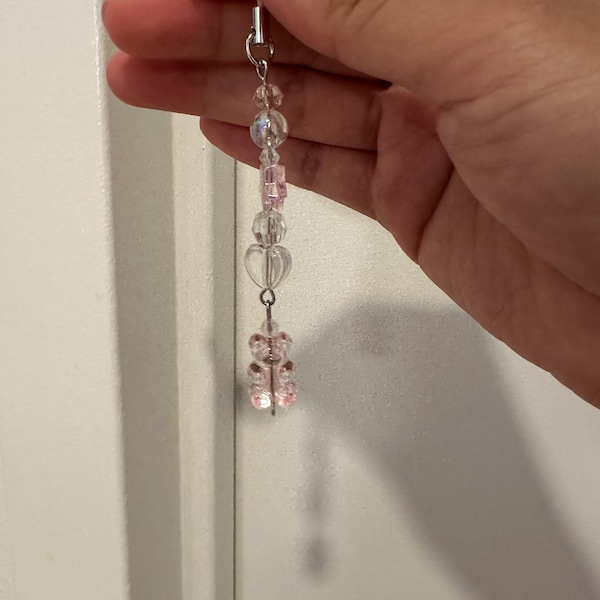 Pink Phone Charm Cute Beaded Keychain Aesthetic Phone Straps Y2k Star ...