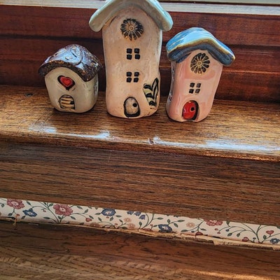 RESTOCKED Tiny Ceramic Houses With 'real Gold' Window, Tiny House With ...