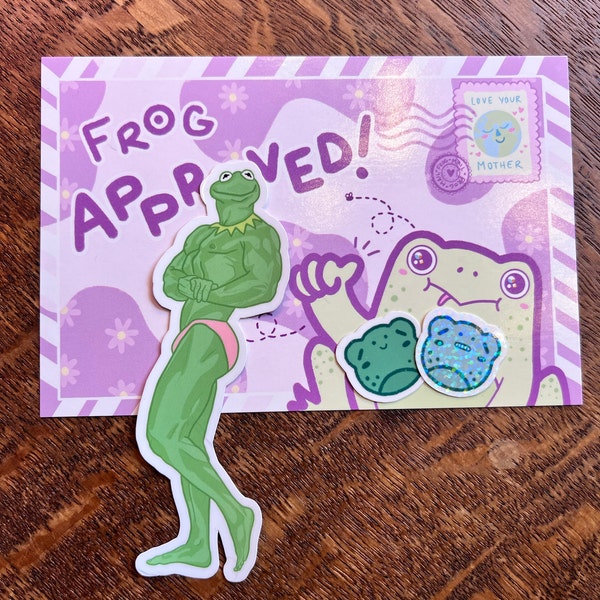Buff Kermit the Frog Stickers | Original Vinyl Sticker Water Bottle ...