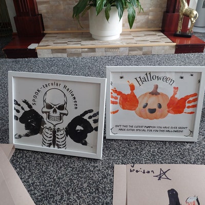 Halloween Handprint Footprint Fingerprint Craft Bundle, Halloween ...