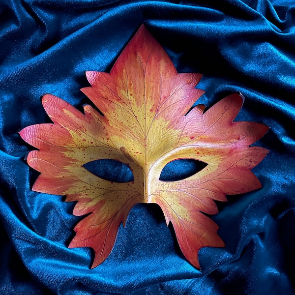 Leather Mask Druid Leaf Maple Autumn Natural Wiccan Masquerade Green ...
