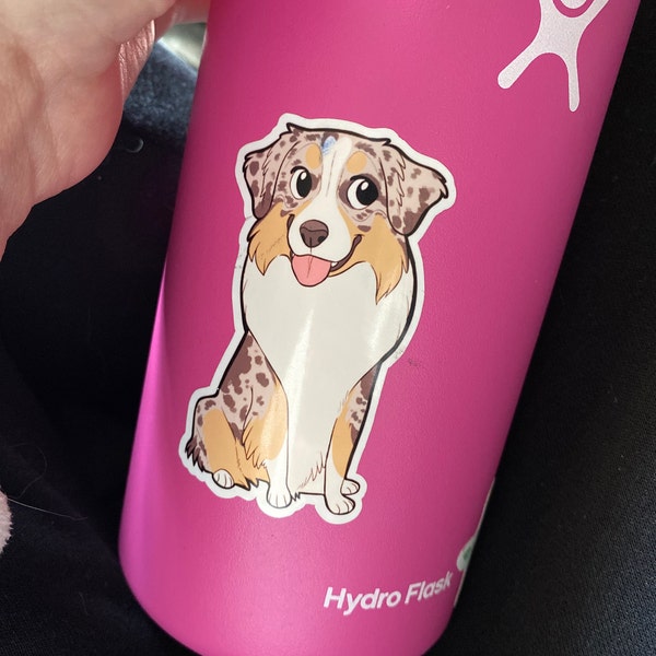 Australian Shepherd Sticker || Aussie Chibi Puppy Dog, Vinyl, Hand ...