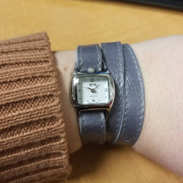 Grey Triple Wrap Leather Watch, Ladies' Grey Watch, Mother's Day Gift ...