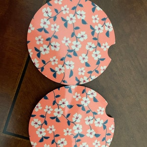 Floral Car Coasters Spring and Summer Collection Car Coasters Set of 2 ...