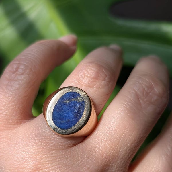 Lighthouse Lens Cut Vintage Gold Ring Synthetic Sapphire 10k Yellow ...