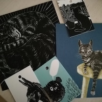 Linoldruck Fuchs und Schwäne original Druckgrafik - Etsy.de