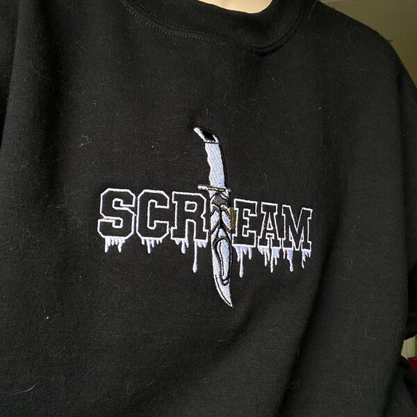 Scream Ghost Face Embroidered Jumper | No You Hang up | Scream Movie ...