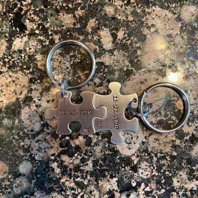 Customized Puzzle Piece Key Chain Personalized With Date ONLY - Etsy