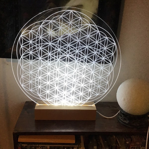Flower of Life Variation | High Vibrational Pattern | Optional USB LED ...