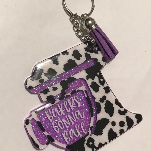 Customizable Bakers Gonna Bake Glitter Keychain | Kitchen Mixer ...