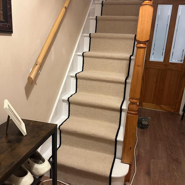 Herringbone Java Stair Runner With 100 % Cotton Black Border - Etsy UK