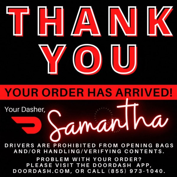 Custom Doordash Thank You GIF, Personalized Dasher Animated Text, Your ...