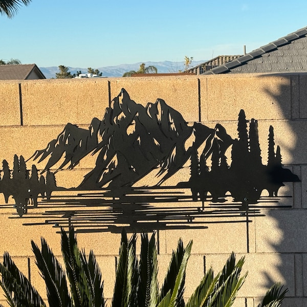 Mountain Forest Metal Wall Decor, Nature and Trees Wall Art, Metal ...