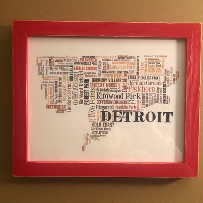 Detroit Map Art, Detroit Art Print, Detroit Neighborhood Art Print ...
