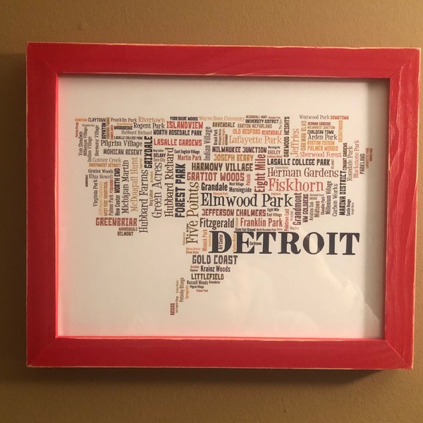 Detroit Map Art, Detroit Art Print, Detroit Neighborhood Art Print ...