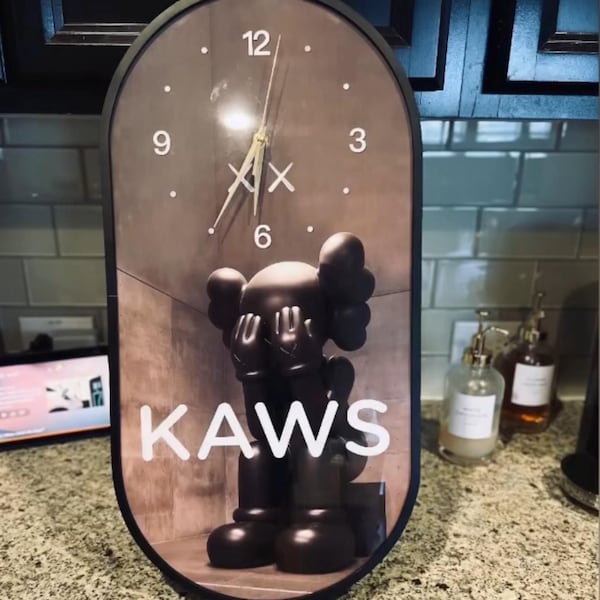KAWS Monochrome Wall Clock - Customized Wall Art Décor, Personalized ...
