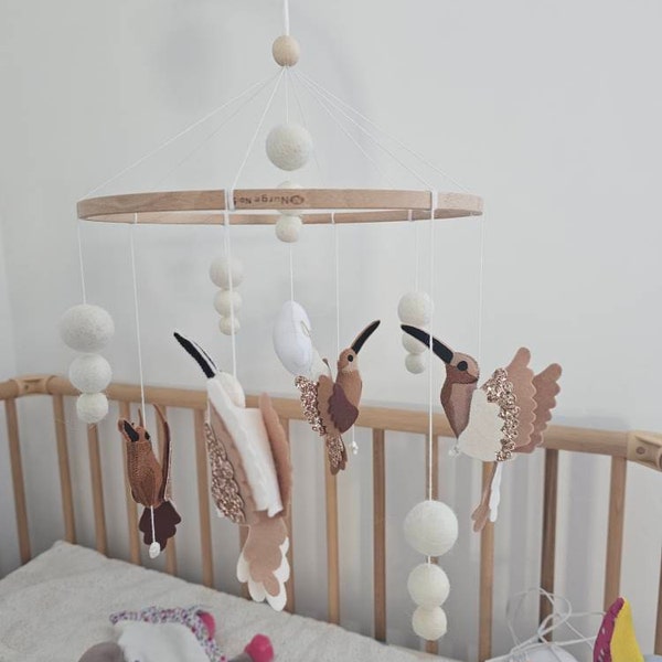 Bird Mobiles for Nursery, Neutral Mobile, Realistic Felt Birds for Girl ...