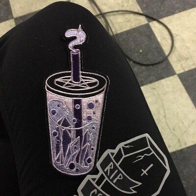 Witch Boba Patch 5 Iron on Embroidered Patch Bubble Tea Crystal Pentacle Pentagram Witchcraft ...