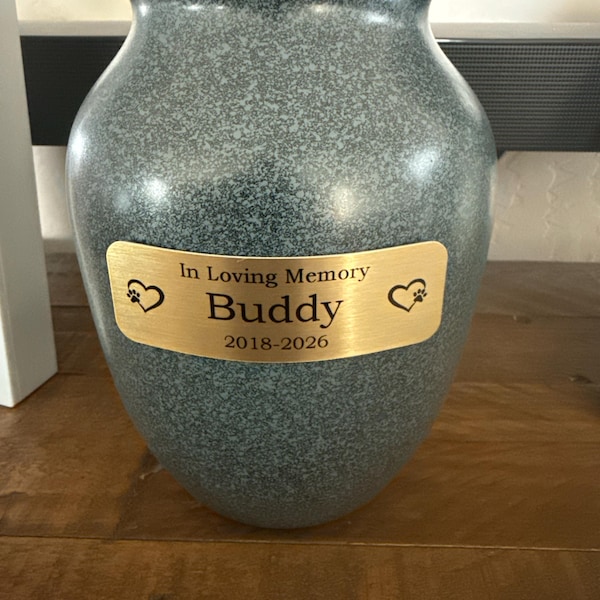 Metal Name Plate for Pet Urn - Engraved Name Plaque for Dog Cat Ash Box ...