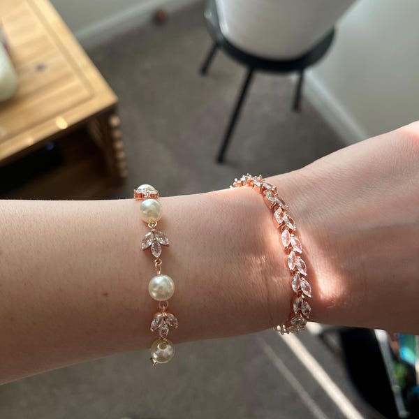 Wedding Bracelet for Bride - AAA Cubic Zirconia Leaf Bridesmaid ...