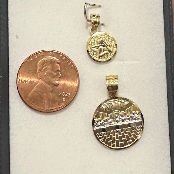 14k Solid Gold Angel Pendant Necklace: Diamond Cut Religious Gift - Etsy