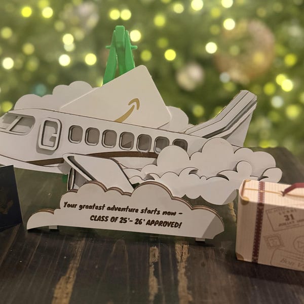 Airplane Gift Card Holder Laser SVG, Pilot Gift Card PDF, Travel Money ...