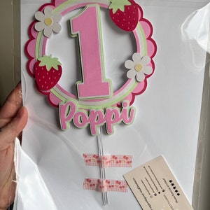 Strawberry Themed Cake Topper Berry 1st Birthday Strawberry Cake Topper ...