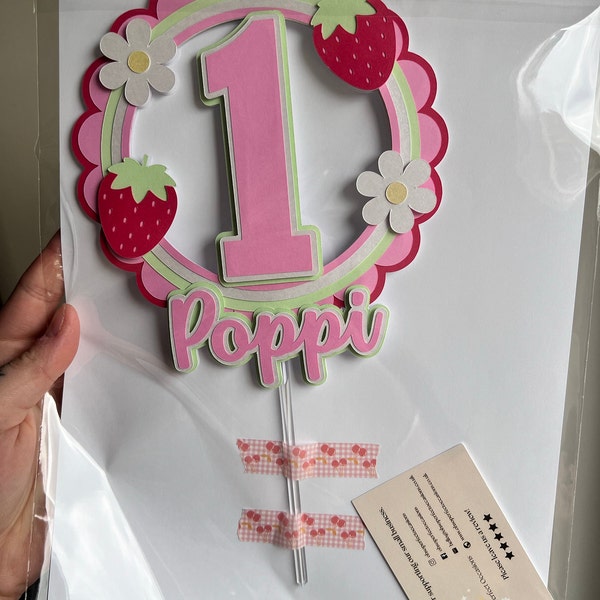Strawberry Themed Cake Topper | Berry 1st Birthday | Strawberry Cake ...