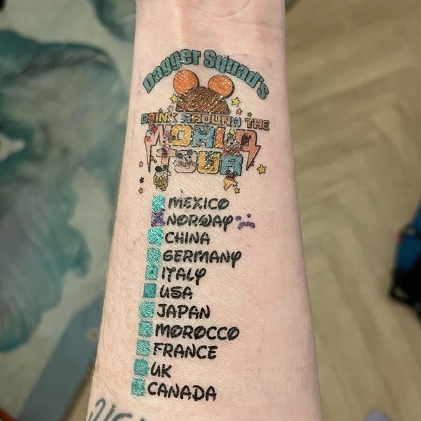 PERSONALIZED Drink Around the World Tattoo-food & Wine Festival -epcot ...