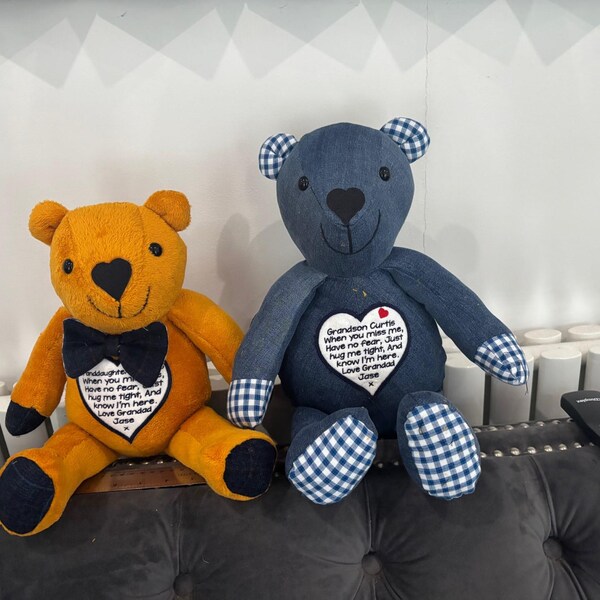 Personalised Heart Shaped Memory Patch Memory Bear Patch Memory Cushion ...