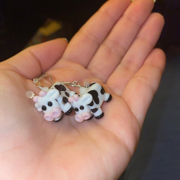 Bellflower-medium Dark Pink Glass Lampwork Earrings - Etsy