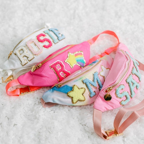 Personalized Kids Nylon Fanny Pack | Chenille Letter Patch Fanny Pack | Custom Kids Belt Bag ...