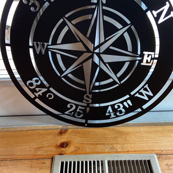 Personalized Compass Rose Metal Sign - Personalized Gifts - Wall Art ...