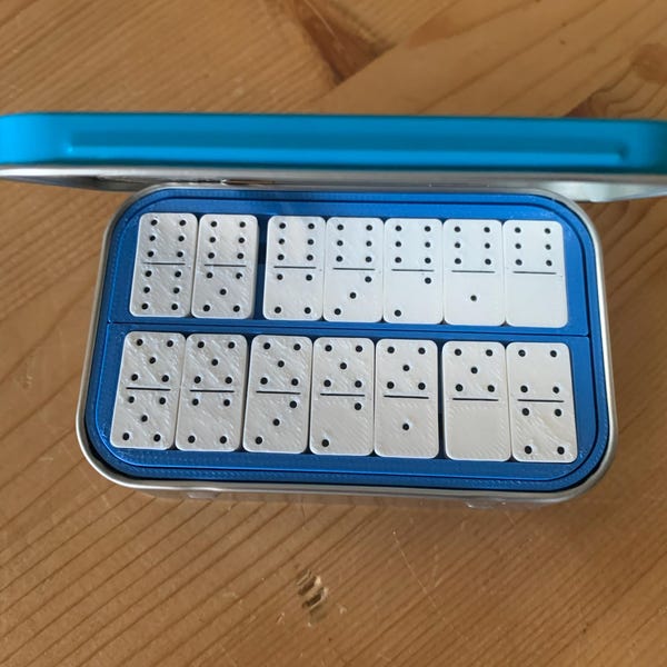 Travel Dominoes in Altoids Tin - Mini Domino Double Six With Tile Racks ...
